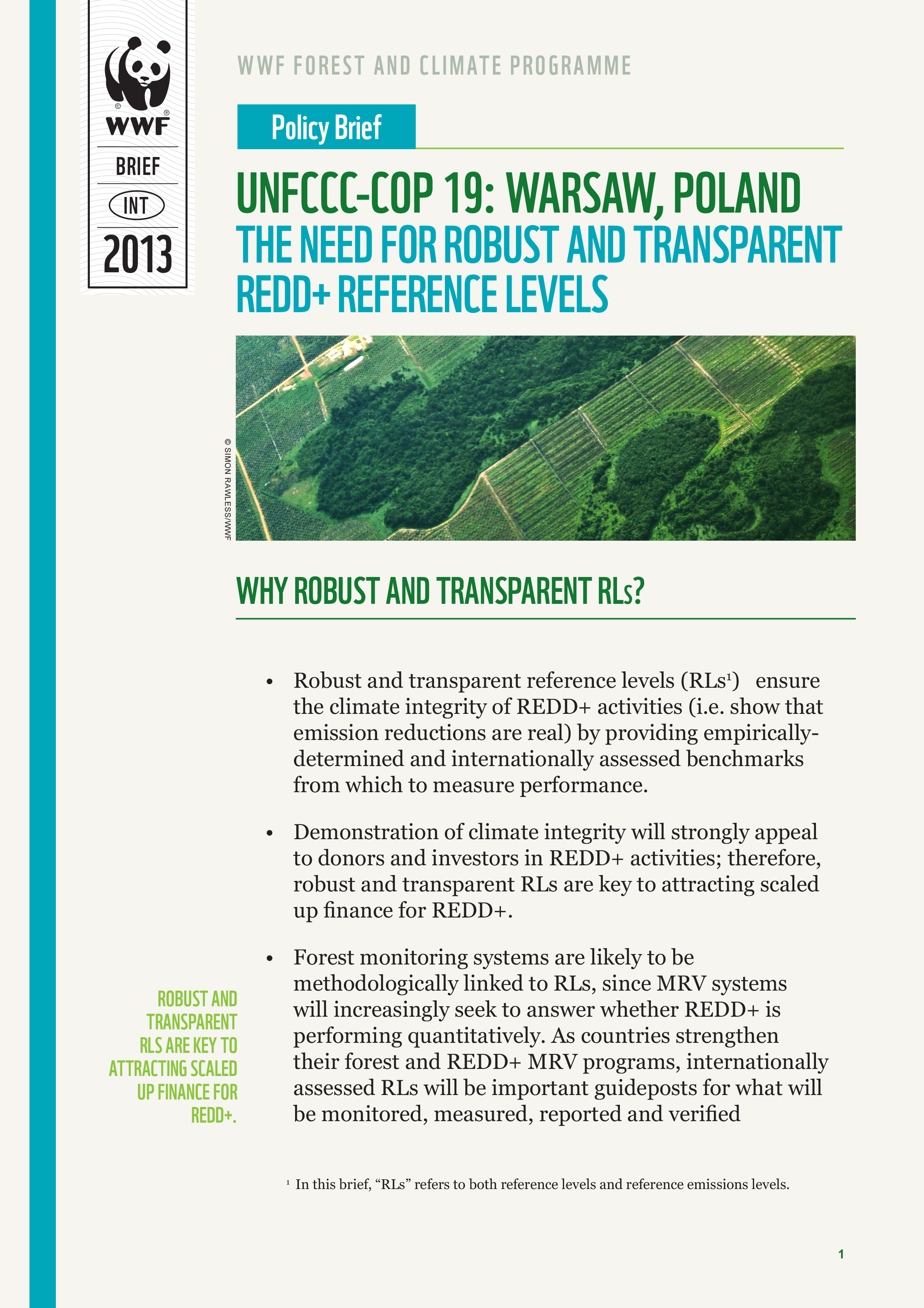 Reference Levels Policy Brief: UNFCCC COP 19, Warsaw | WWF