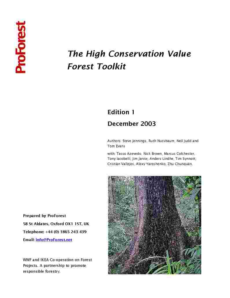 The High Conservation Value Forest Toolkit | WWF
