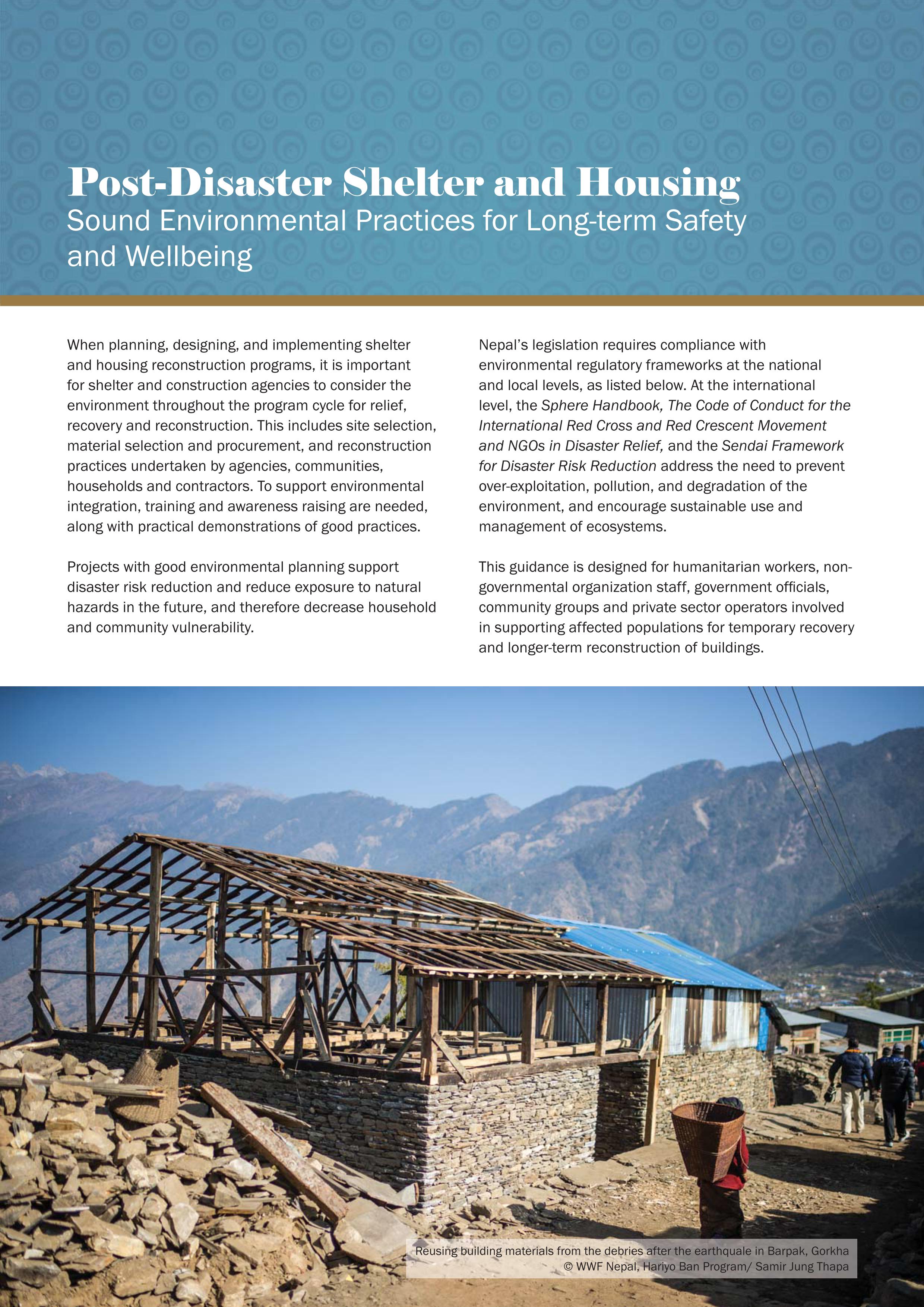 Post-Disaster Shelter and Housing | WWF