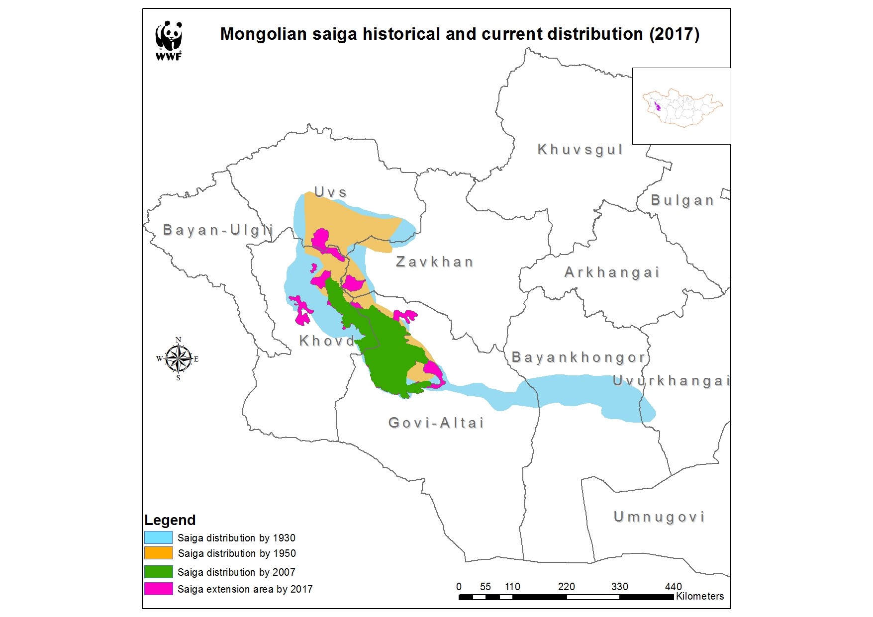 A harsh winter condition is expected for the Mongolian saiga ...