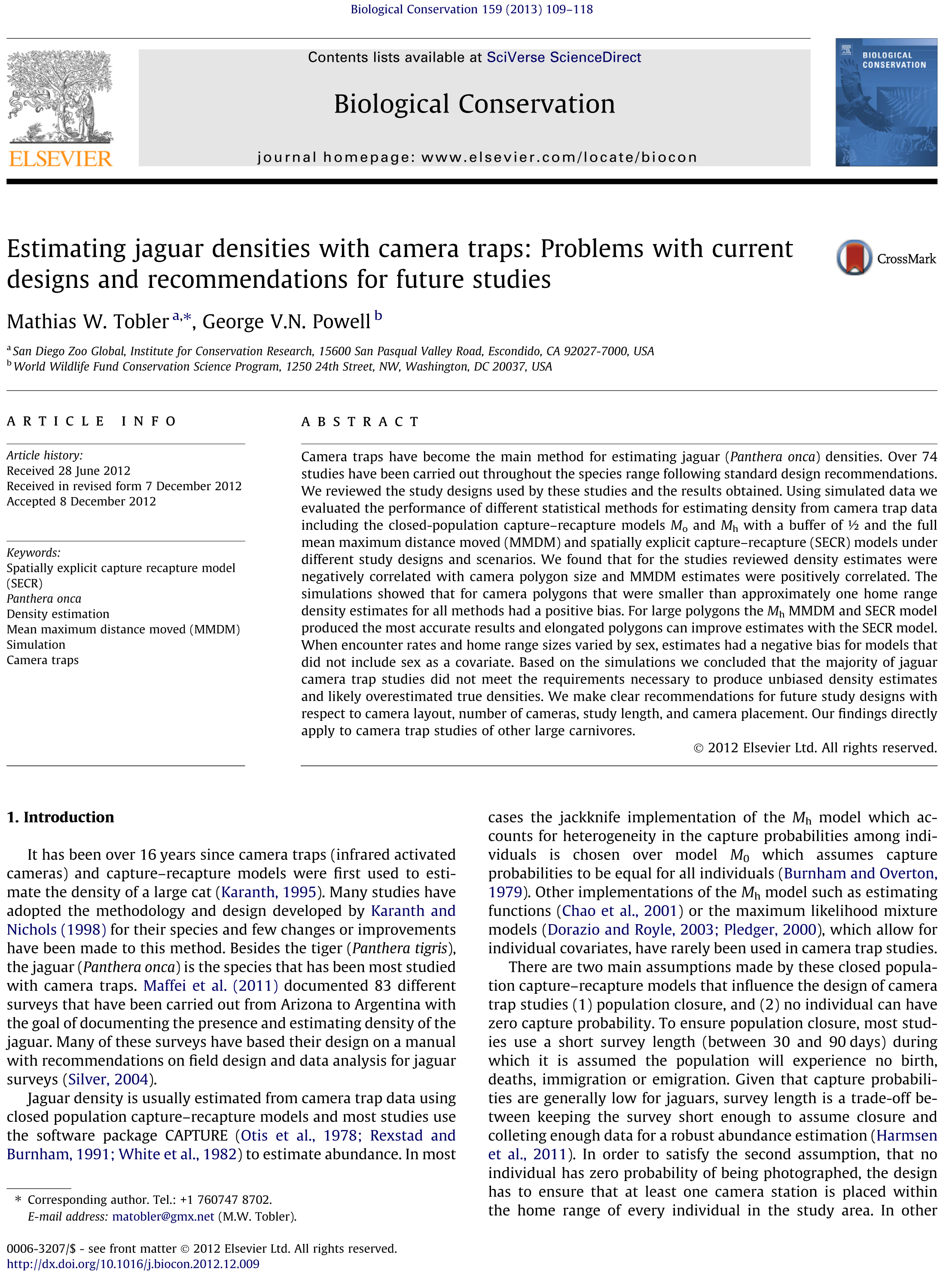 Estimating Jaguar Densities With Camera Traps Problems With Current