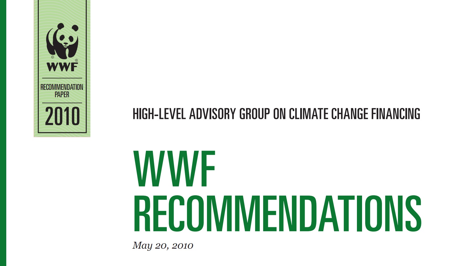 WWF Recommendations to the Advisory Group on Climate Finance | WWF